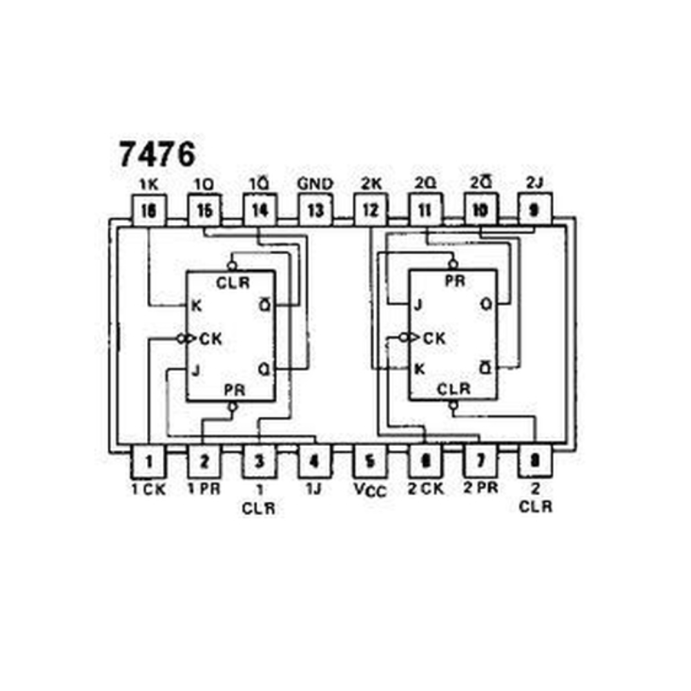 7476 Dual Master-Slave J-K Flip-Flop Logic IC – Voltaat