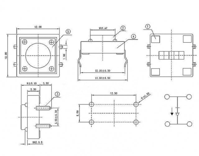 Push button Switch (5 Pack) - 12mm – Voltaat